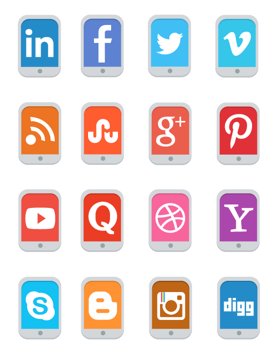 FREE Flat Mobile Social Media Icon Set - onlyWebPro